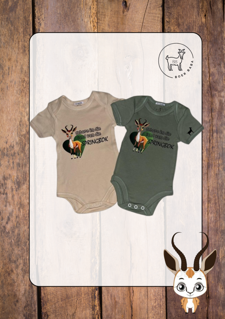 Gebore in die land van die springbok Onesie - Boer Baba